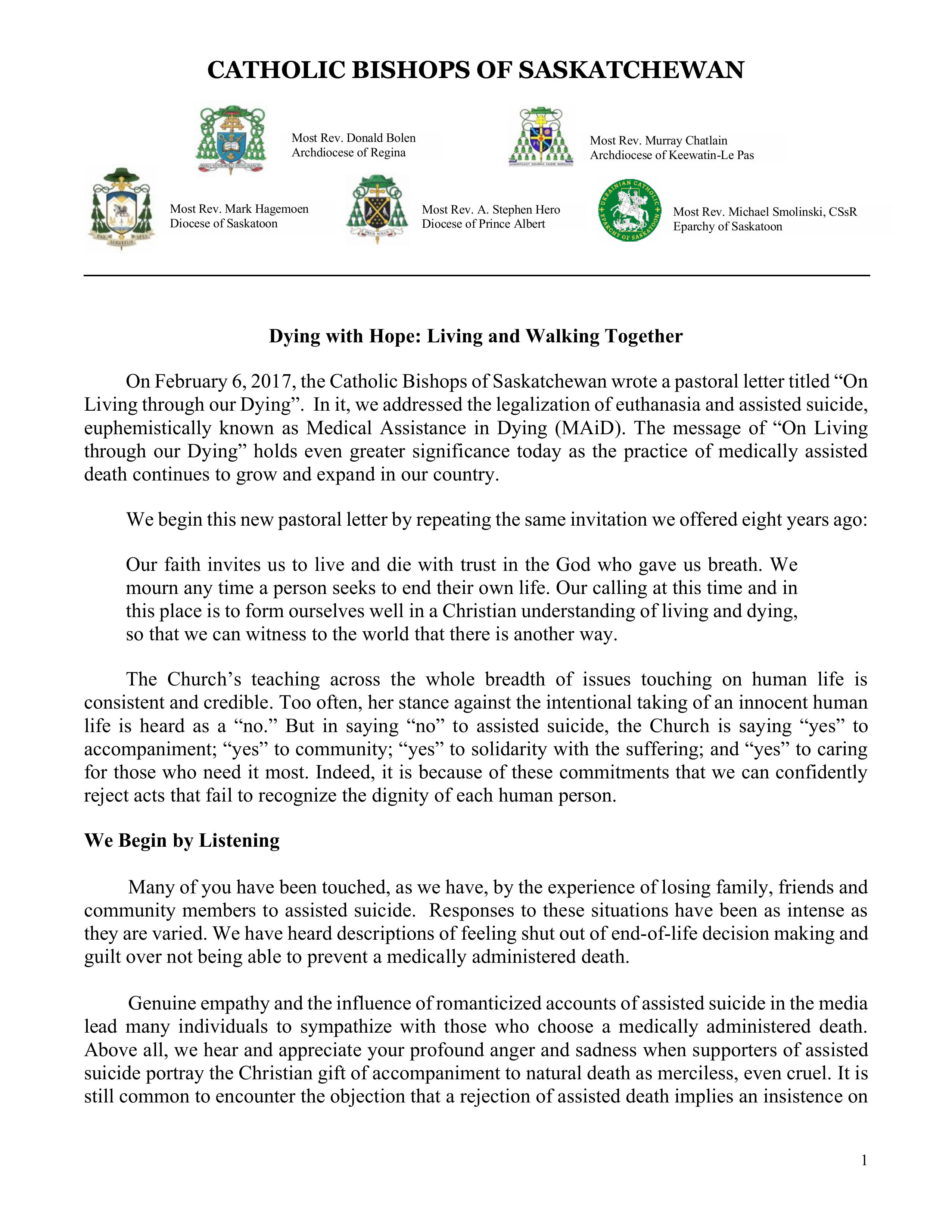 Bishop’s Letter – Assisted Suicide – Catholic Health Association of ...